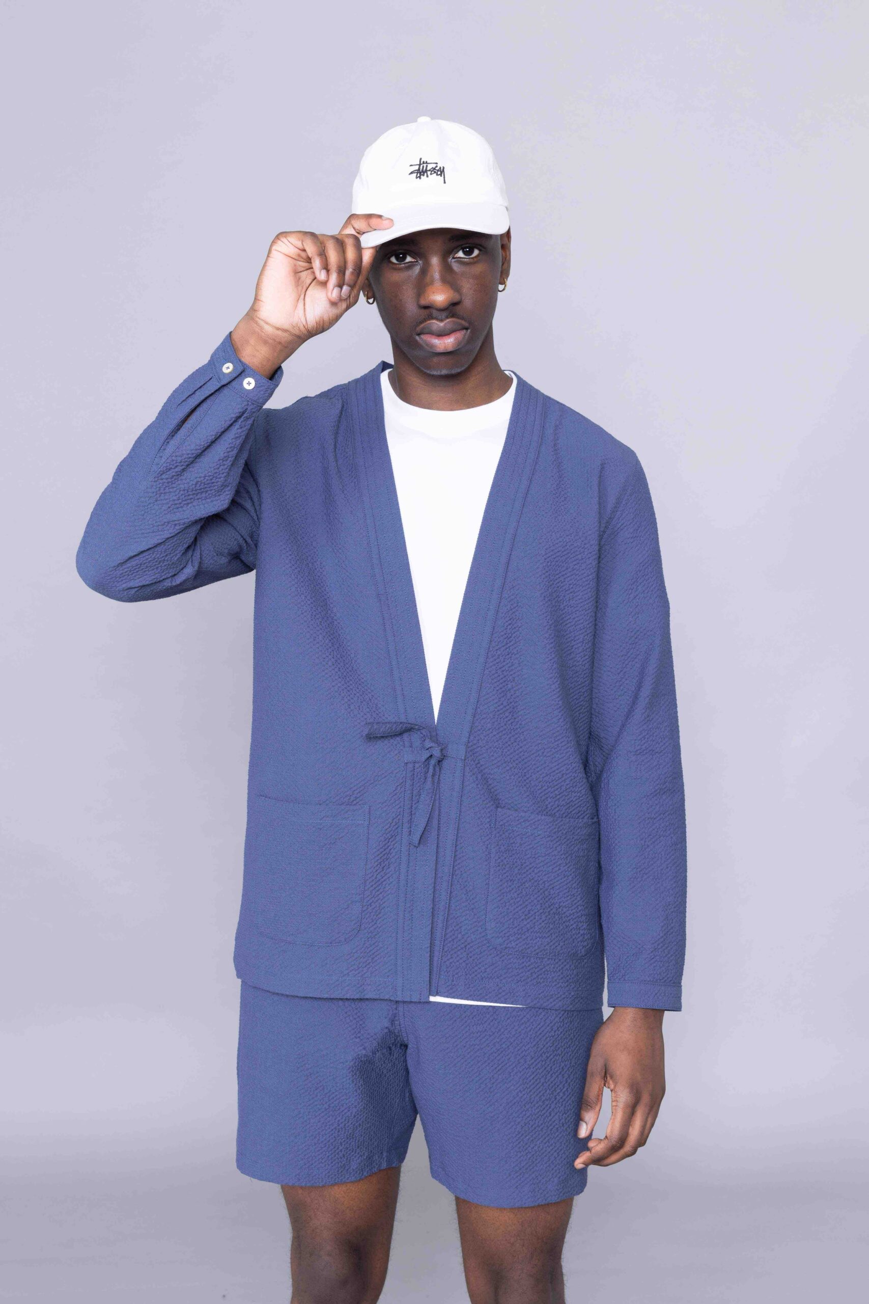 A Kind of Guise Kohaku Cardigan Blue Seersucker - Centrevillestore